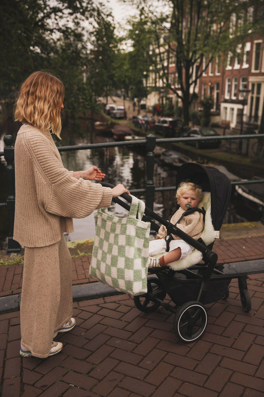 Checked Teddy Oversized Mum Bag - Pistachio – Wilf & Friends